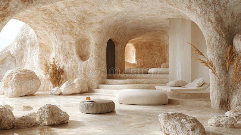 Minimalist Cave-Inspired Interior Design Generative AI Stock ...