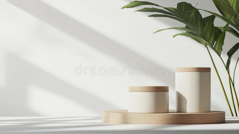 Minimalist Ceramic Containers with Natural Shadows Stock Photo - Image ...