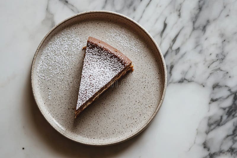 A Minimalist Ceramic Plate Holding a Single Slice of Cake Styled on a ...