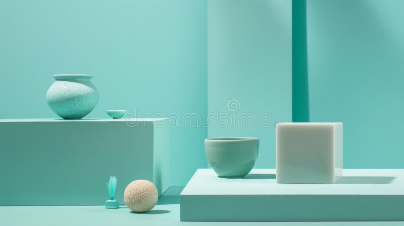 Minimalist Ceramic Pottery in a Pastel Setting Stock Image - Image of ...