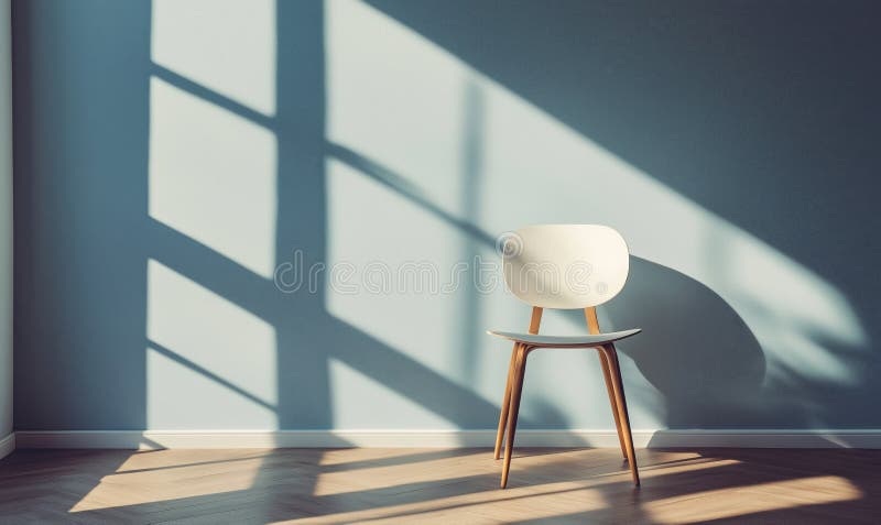 Minimalist Chair Casting Shadows on Wall, Soft Light, Modern Interior ...
