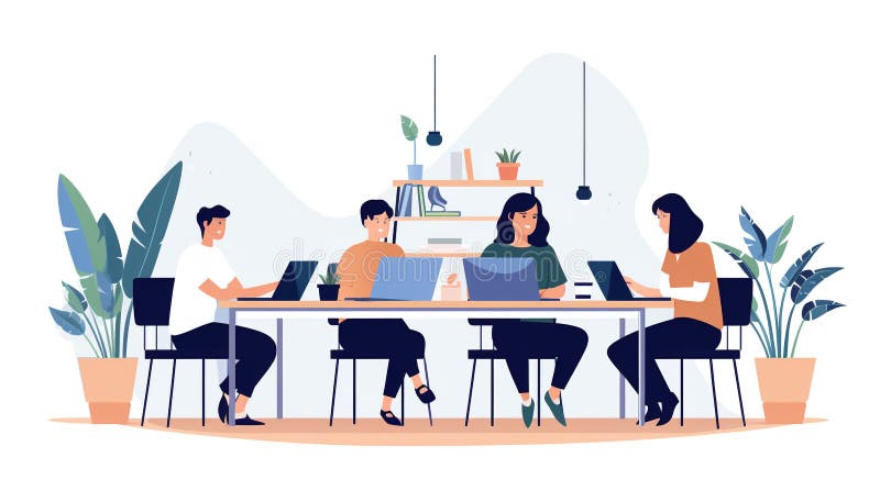 Minimalist Character Group of People Sitting at a Table, AI Generated ...