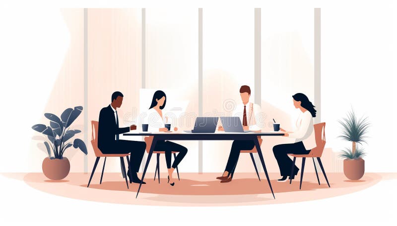 Minimalist Character Group of People Sitting at a Table, AI Generated ...