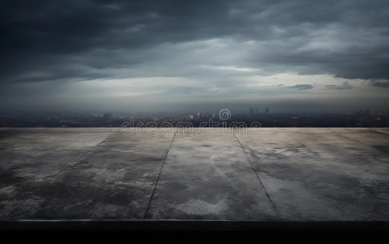 Minimalist Charm of an Empty Tabletop Against a Dark Landscape ...