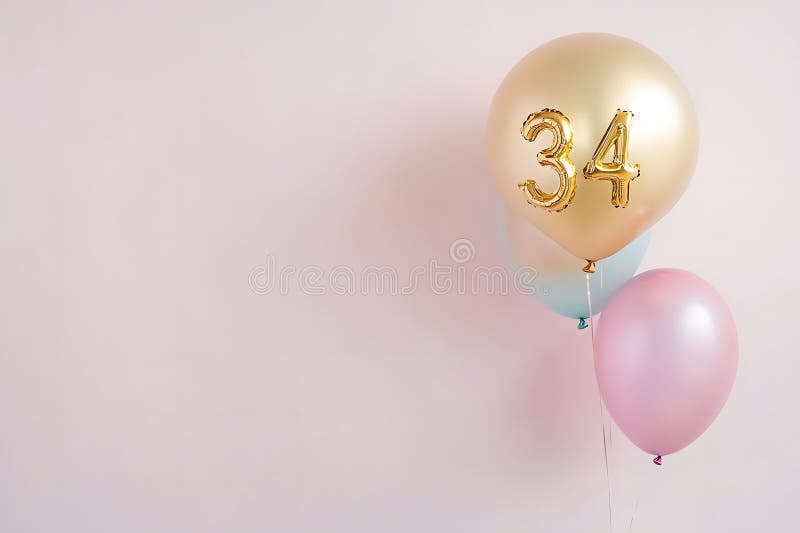 Minimalist Charm: Number 34 in Elegant Gold Stock Photo - Image of ...