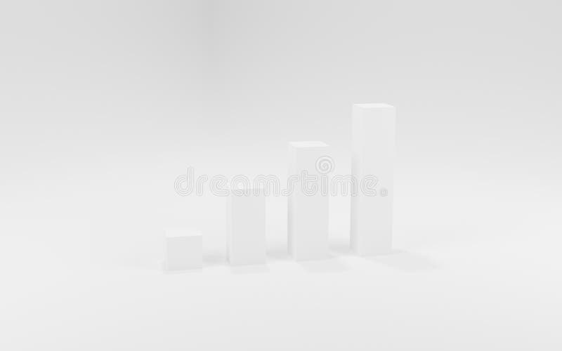Minimalist Chart. Clean Design. Rising White Graph. 3d Illustration ...