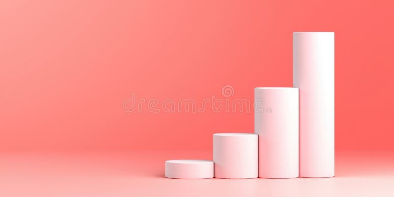 Minimalist Chart with Increasing White Cylinders on a Coral Background ...