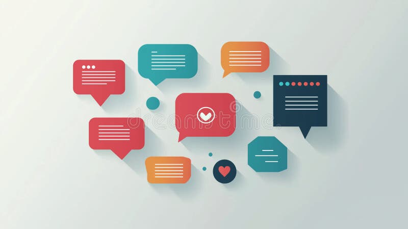 Minimalist Chat Bubbles with Digital Messages Stock Illustration ...