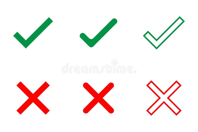 Check Mark and Cross Icon Set Vector Stock Vector - Illustration of ...