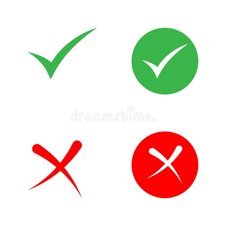 Check Mark and Cross Icon Set Vector Stock Vector - Illustration of ...