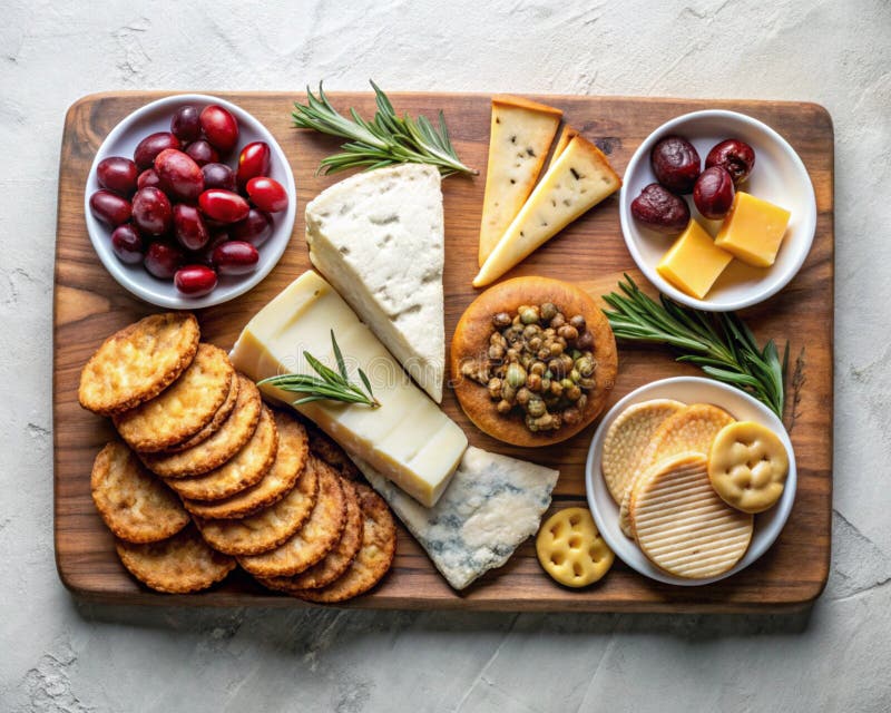Minimalist Cheese Board with Artisan Crackers Stock Illustration ...