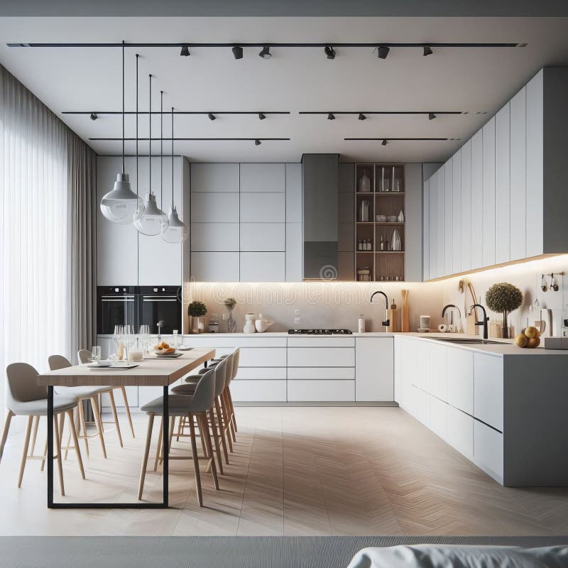 Minimalist Chic a Sleek and Modern Kitchen with Clean Lin Stock ...