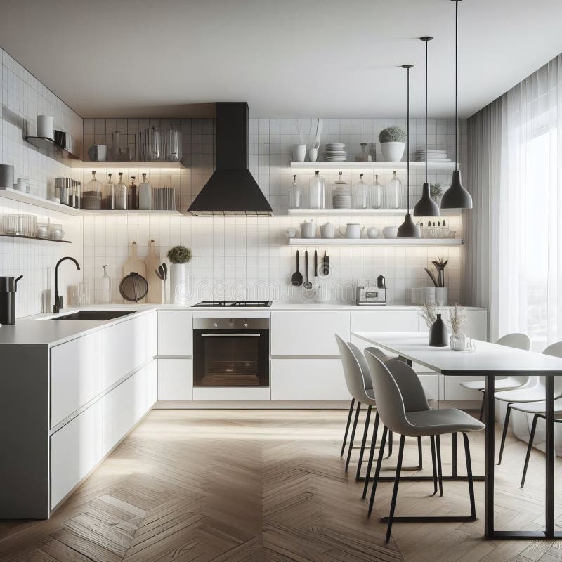 Minimalist Chic a Sleek and Modern Kitchen with Clean Lin Stock ...