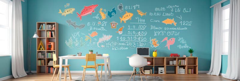 Minimalist Children& X27;s Room with Educational Wall Decals that ...