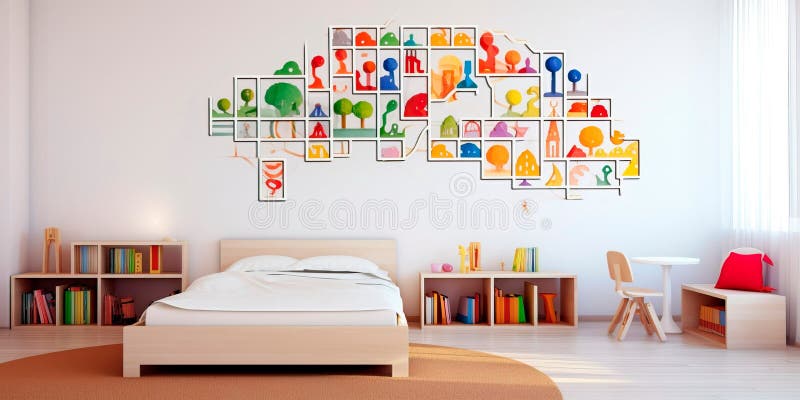 Minimalist Children& X27;s Room with Educational Wall Decals that ...
