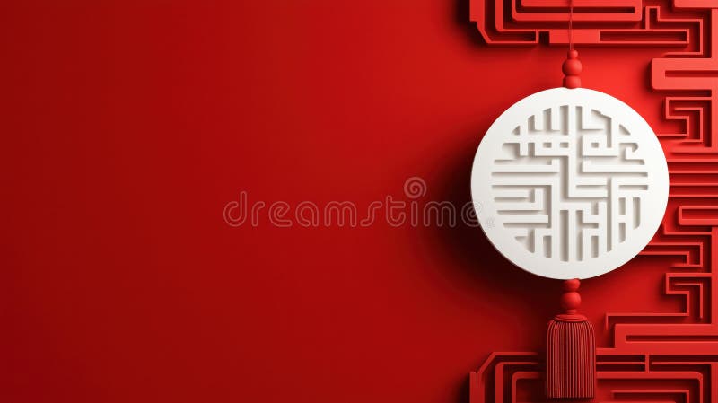 Minimalist Chinese Pattern in Red and White, Showcasing Traditional ...