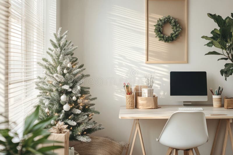 Minimalist Christmas Decor, a Simple Study Nook with a Tiny Christmas ...