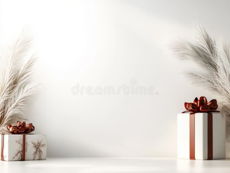 A Minimalist Christmas Gift in the Corners Stock Image - Image of ...