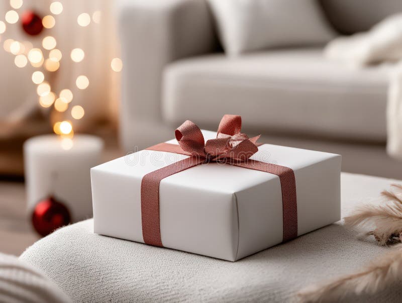 A Minimalist Christmas Gift in the Corners Stock Image - Image of ...