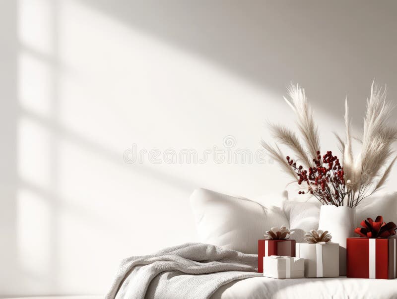 A Minimalist Christmas Gift in the Corners Stock Photo - Image of ...