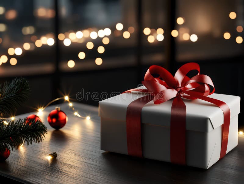 A Minimalist Christmas Gift in the Corners Stock Photo - Image of ...