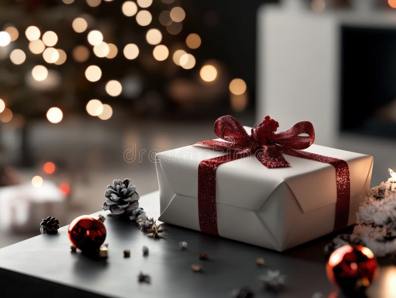 A Minimalist Christmas Gift in the Corners Stock Image - Image of ...