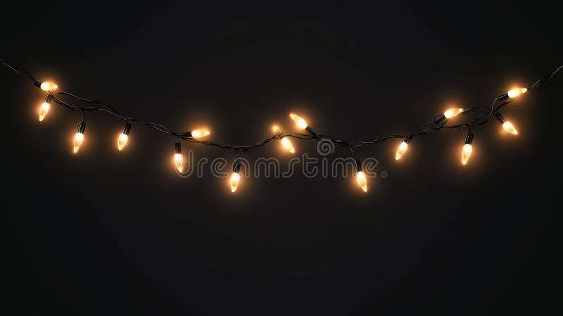 Minimalist Christmas Lights with Warm White Glow, Black Background ...