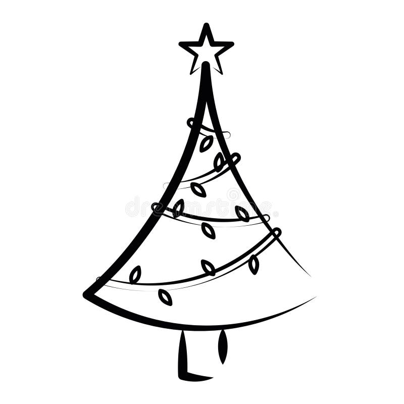 Minimalist Christmas Tree Design with Simple Decorations, Vector Stock ...