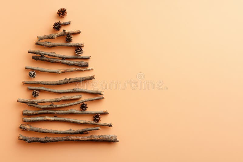 Minimalist Christmas Tree Design Using Natural Branches and Pine Cones ...