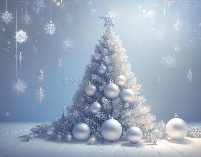 Minimalist Christmas Tree with Modern White and Silver Decorations ...