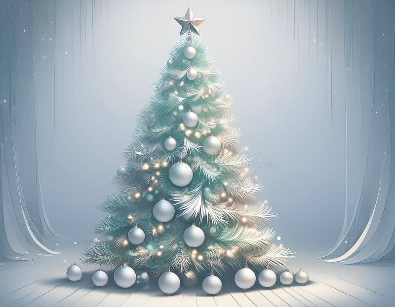 Minimalist Christmas Tree with Modern White and Silver Decorations ...
