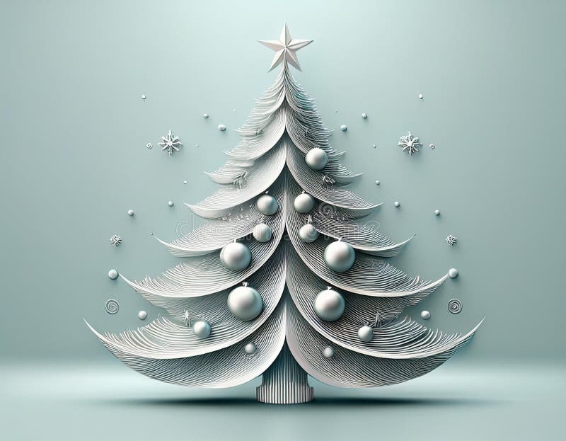Minimalist Christmas Tree with Modern White and Silver Decorations ...