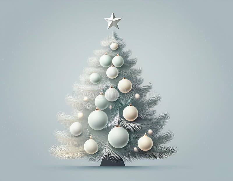 Minimalist Christmas Tree with Modern White and Silver Decorations ...