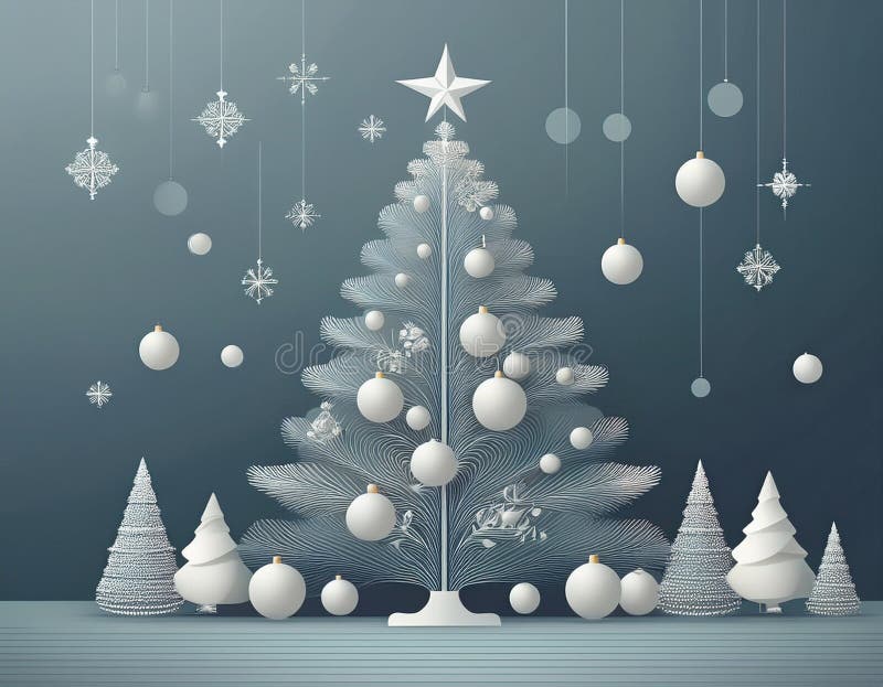 Minimalist Christmas Tree with Modern White and Silver Decorations ...