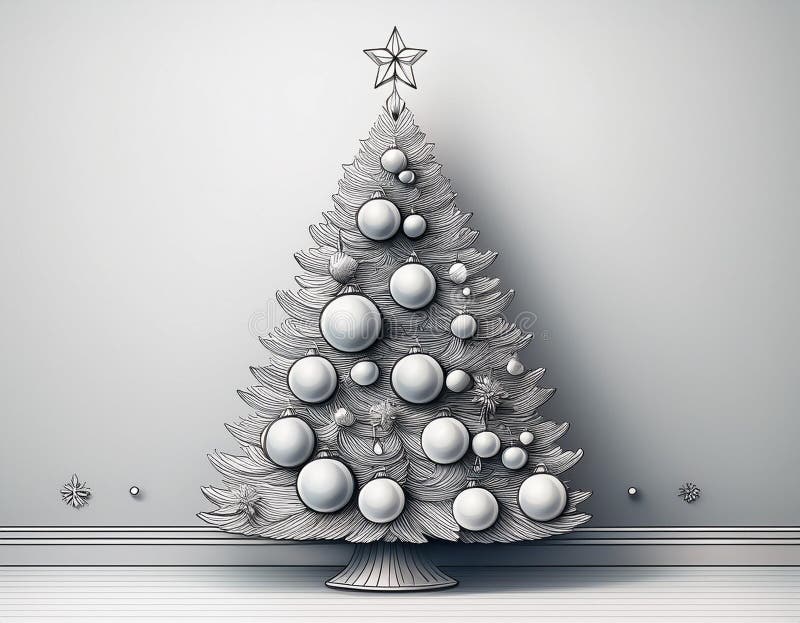 Minimalist Christmas Tree with Modern White and Silver Decorations ...