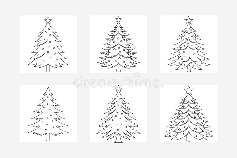 Minimalist Christmas Tree Outline - Single Line Art Vector Illustration ...