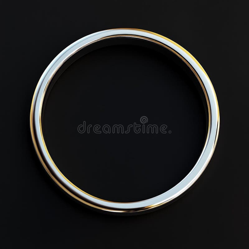 Minimalist Chrome Circular Ring on Dark Background with Reflection ...