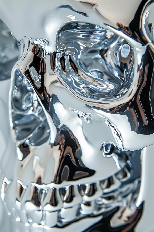 Minimalist Chrome Skeleton Design with Clear Outlines and Glittering ...