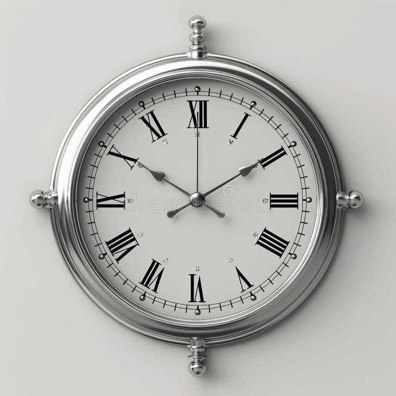 Minimalist Chrome Wall Clock 3D Render Ultra Detailed Hyper Realistic ...