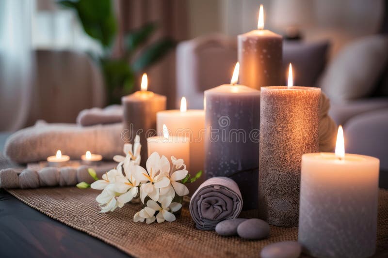 Minimalist Circle of Candles Emitting Warm, Inviting Light, Focus on ...