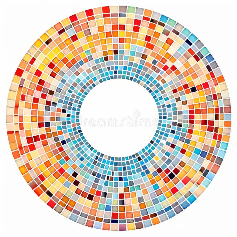 Minimalist Circle Mosaic Tile Pattern in Multicolor Palette Stock Photo ...
