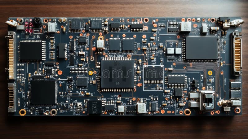 Minimalist Circuit Board TopDown View of Integrated Electronic ...