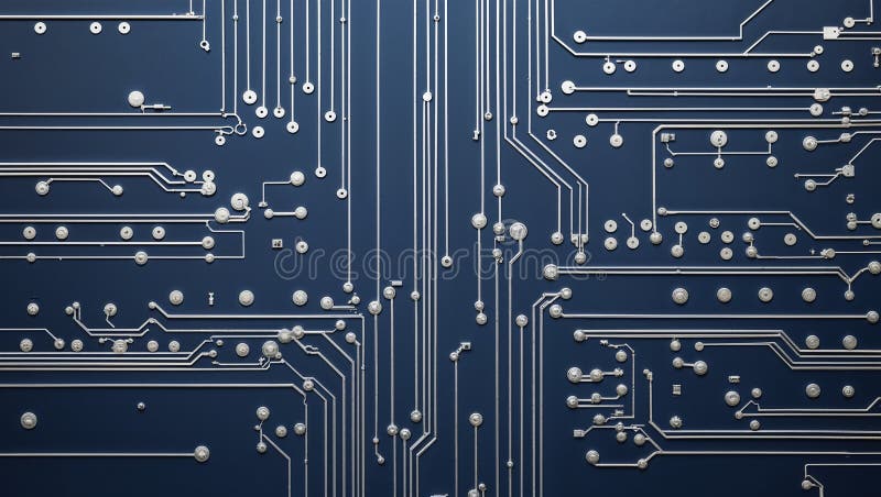 Minimalist Circuit Lines in Silver Over Matte Navy with Precise ...