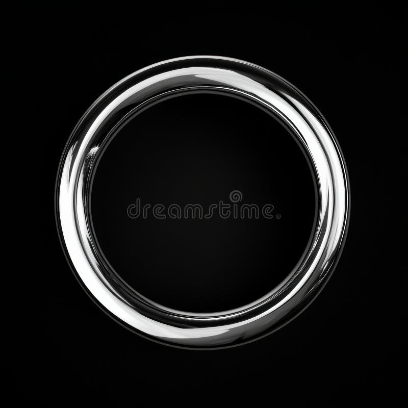 Minimalist Circular Chrome Sculpture on Black Background with ...