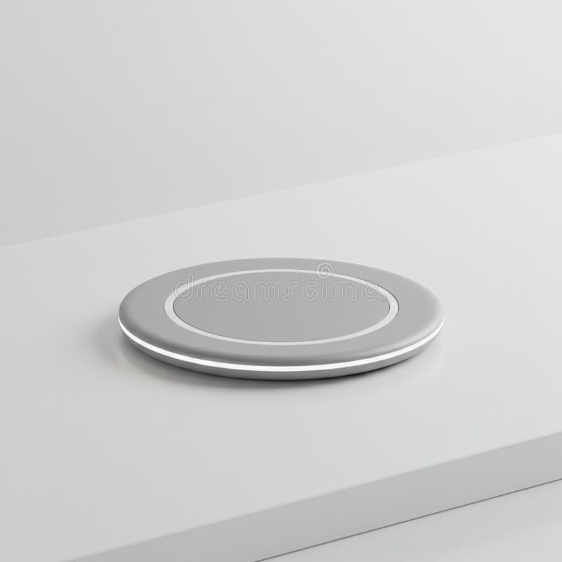A Minimalist, Circular, Gray Device with a Sleek, Metallic Finish Rests ...