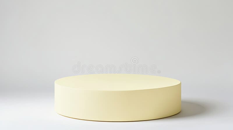 Minimalist Circular Podium with a Pastel Yellow Base, Set Against a ...