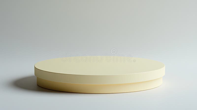 Minimalist Circular Podium with a Pastel Yellow Base, Set Against a ...