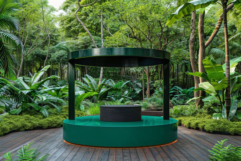 Minimalist Circular Structure, Surrounded by Lush Greenery, Creates a ...