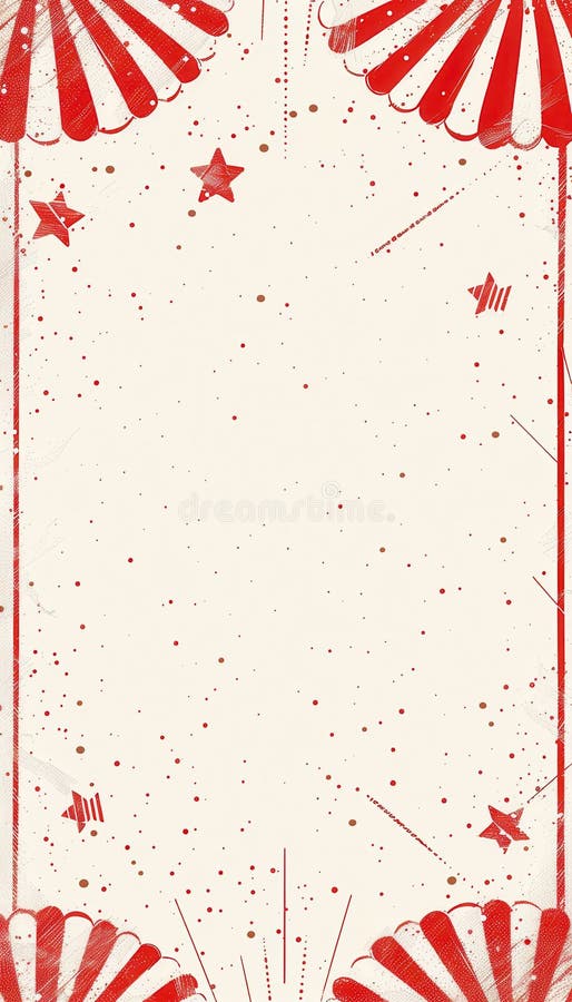 Minimalist Circus Frame with Red Accents for Design and Print Projects ...