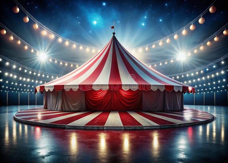 A Minimalist Circus Tent Interior a Striking Stage Ring and Red White ...